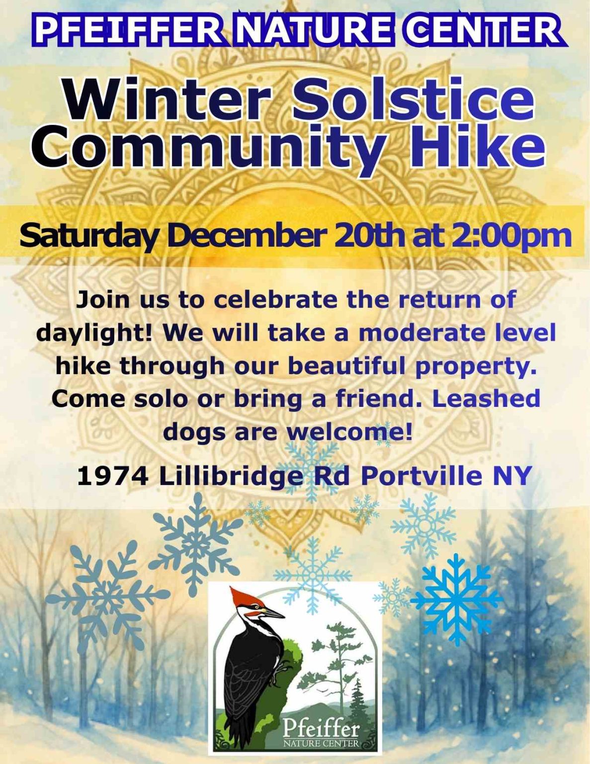 Winter Solstice Community Hike – Pfeiffer Nature Center